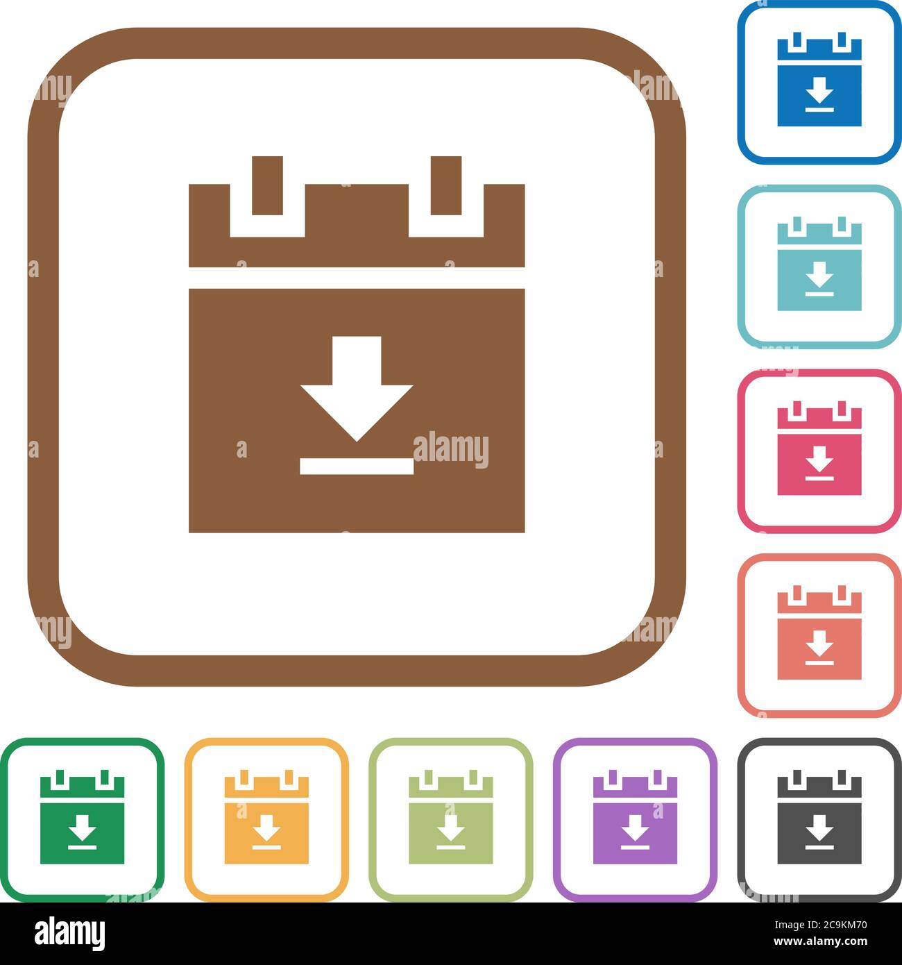 download schedule data simple icons in color rounded square frames on white background Stock ...