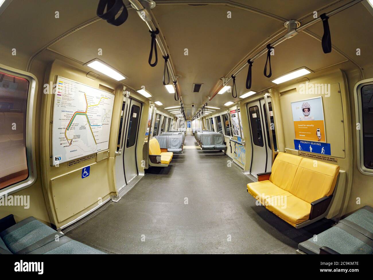 San Francisco, California - June 01, 2020: Travelling in Empty BART ...
