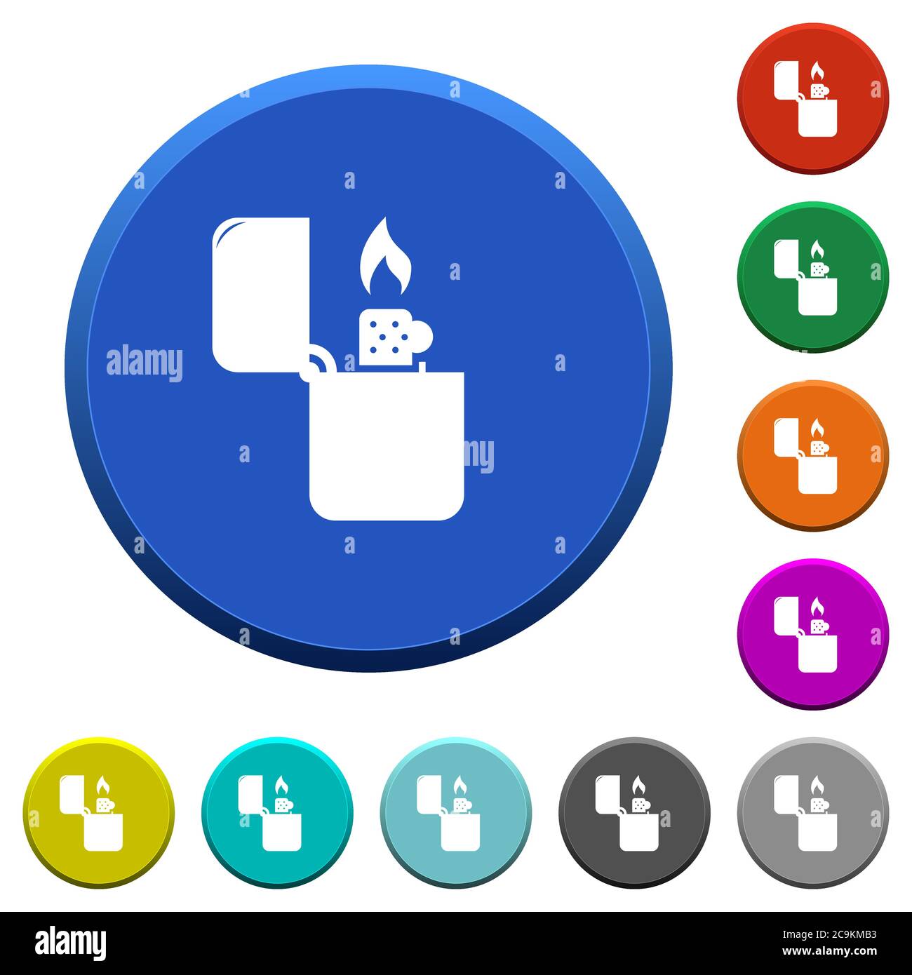 Lighter round color beveled buttons with smooth surfaces and flat white ...