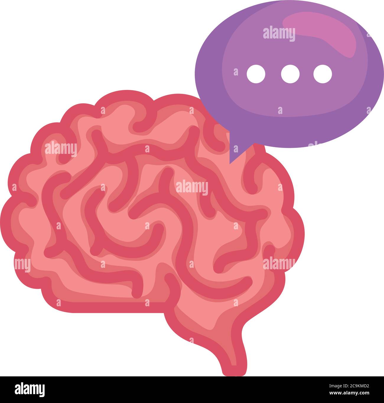 brain human with speech bubble, brain thinking on white background ...