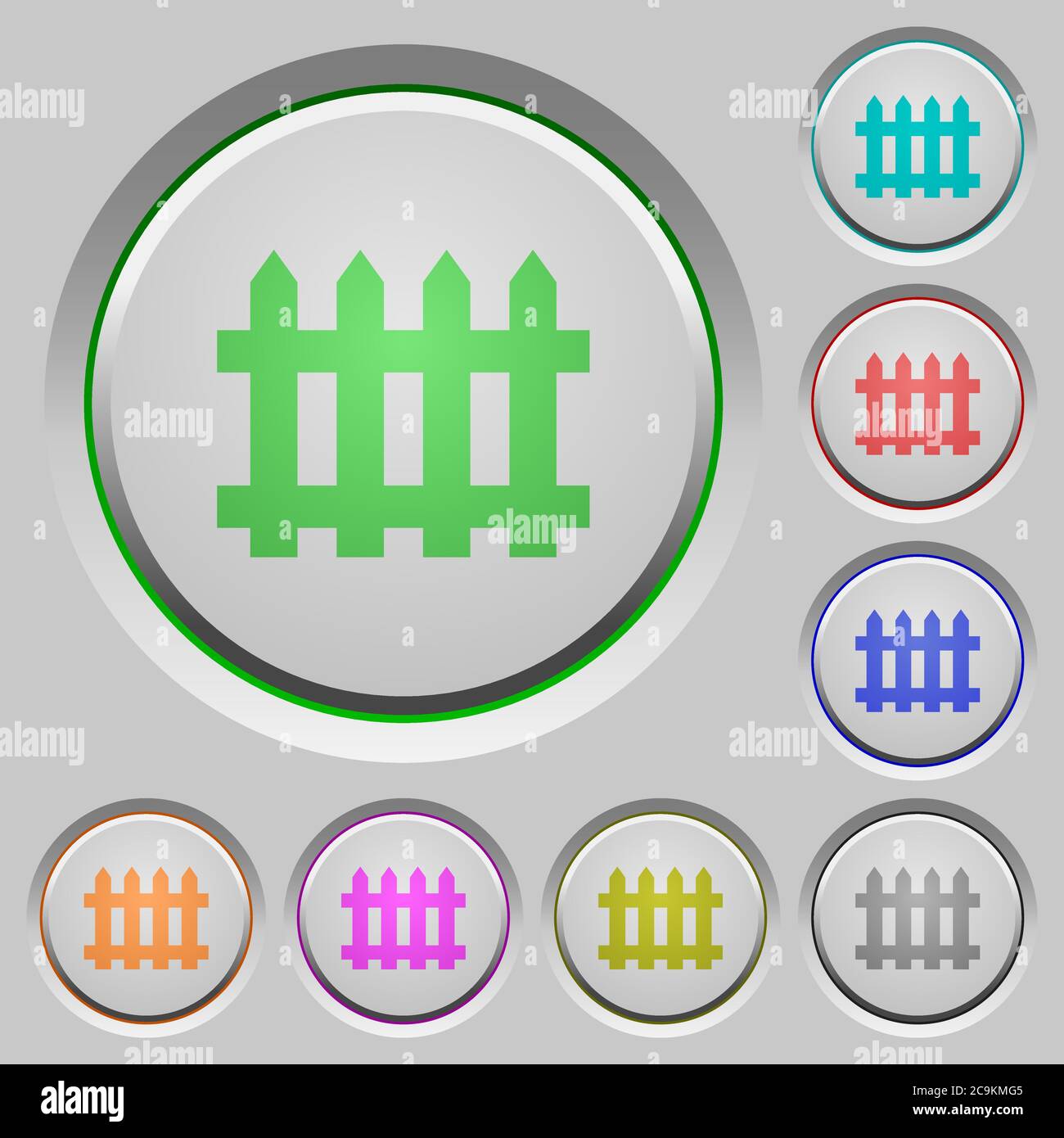 Fence color icons on sunk push buttons Stock Vector Image & Art - Alamy