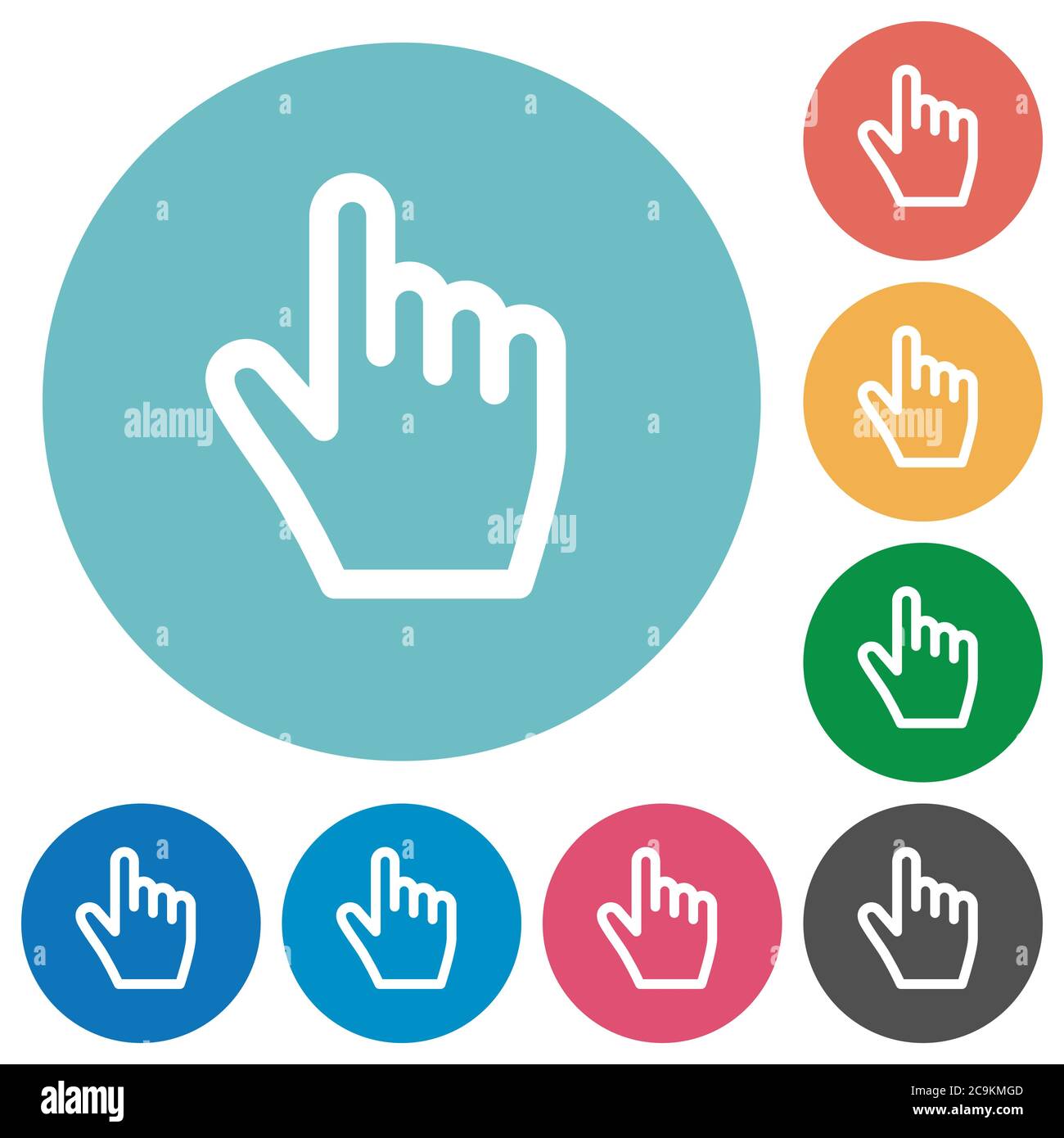 Hand cursor flat white icons on round color backgrounds Stock Vector ...