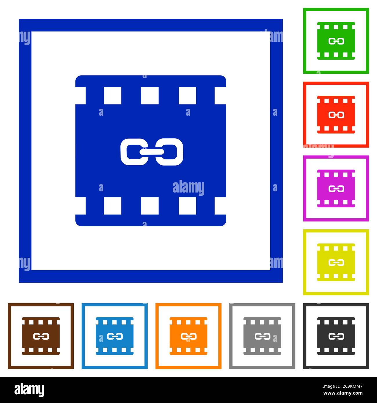 Link movie flat color icons in square frames on white background Stock ...