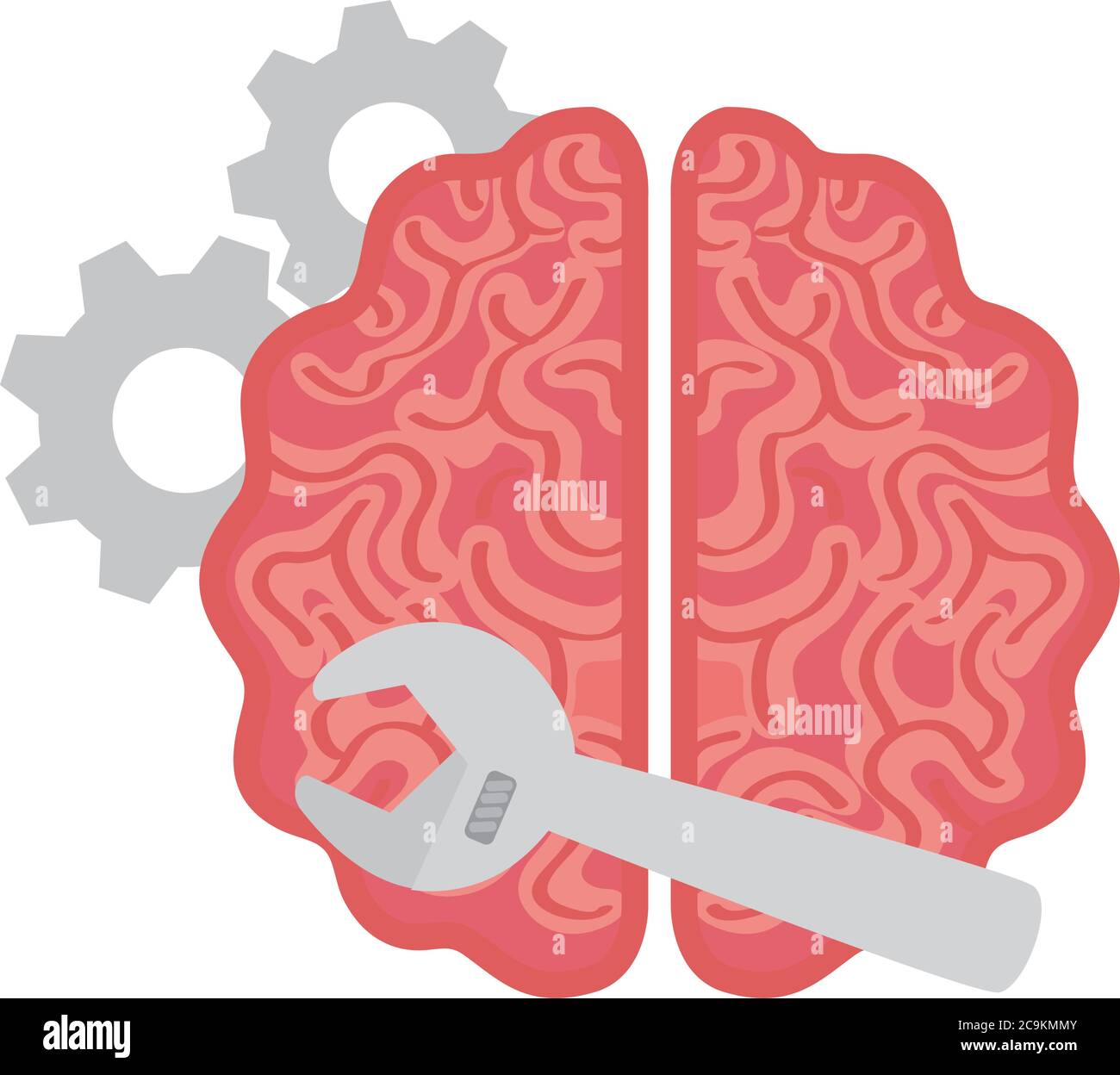 fix the brain, brain with tools, on white background Stock Vector Image ...