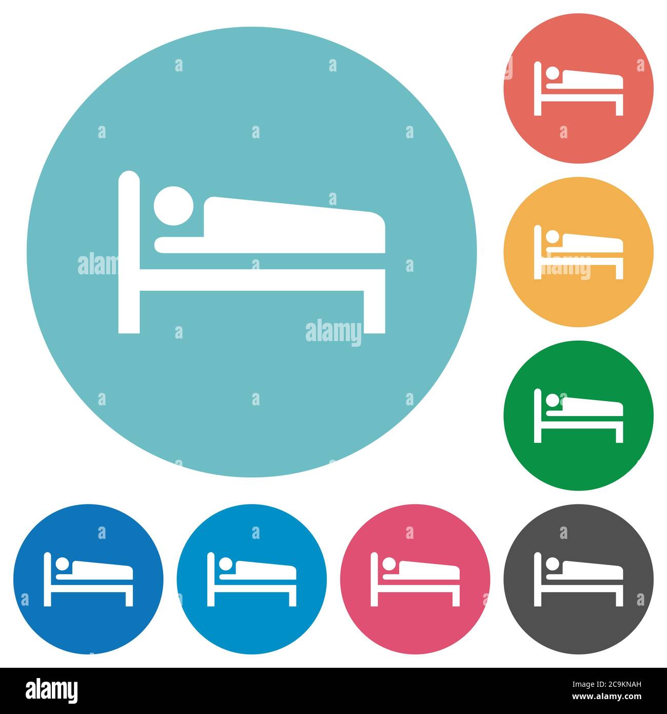 Sleeping man flat white icons on round color backgrounds Stock Vector ...