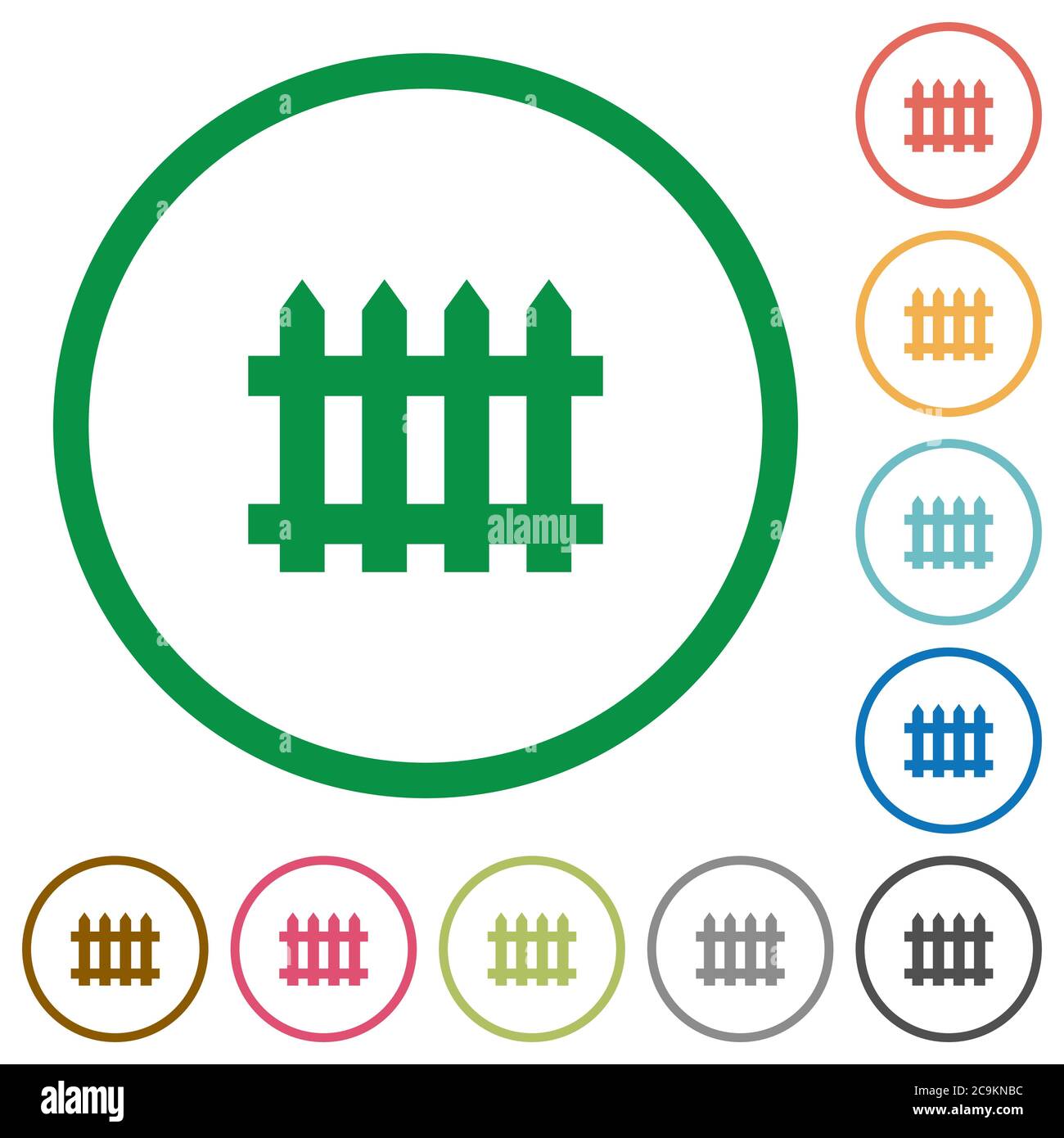 Fence flat color icons in round outlines on white background Stock Vector Image & Art - Alamy
