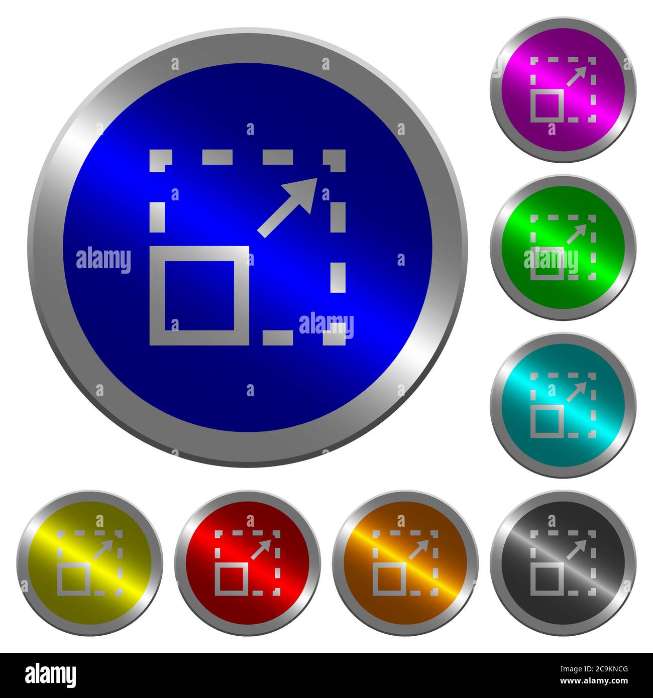 Maximize element icons on round luminous coin-like color steel buttons Stock Vector Image & Art ...