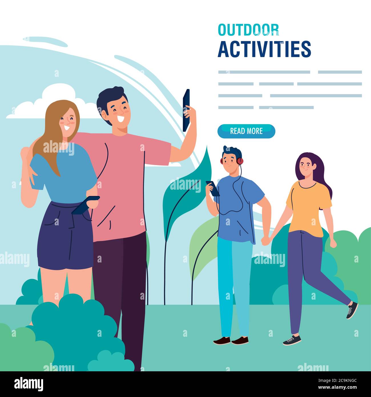 banner, people performing leisure outdoor activities Stock Vector Image ...