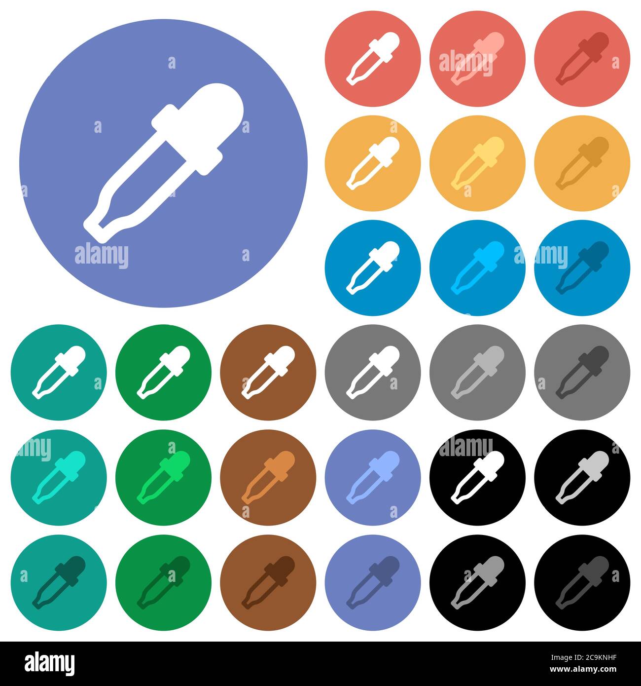 Color picker multi colored flat icons on round backgrounds. Included ...