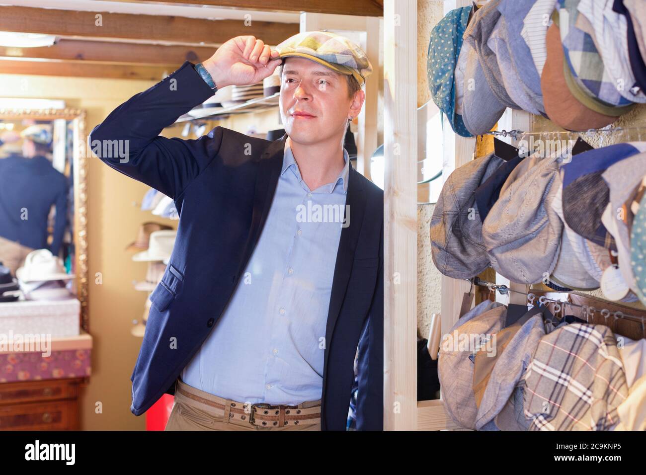 Happy cheerful man try hi-res stock photography and images - Alamy