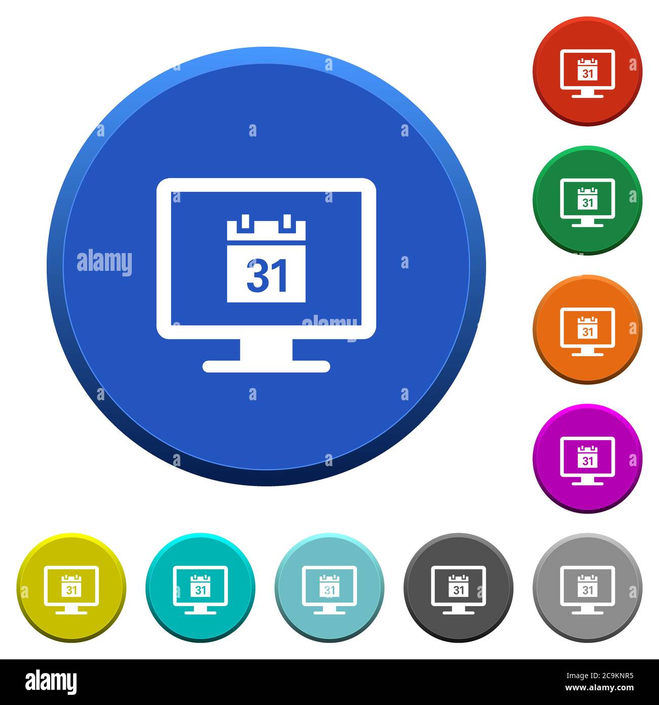Online calendar round color beveled buttons with smooth surfaces and ...