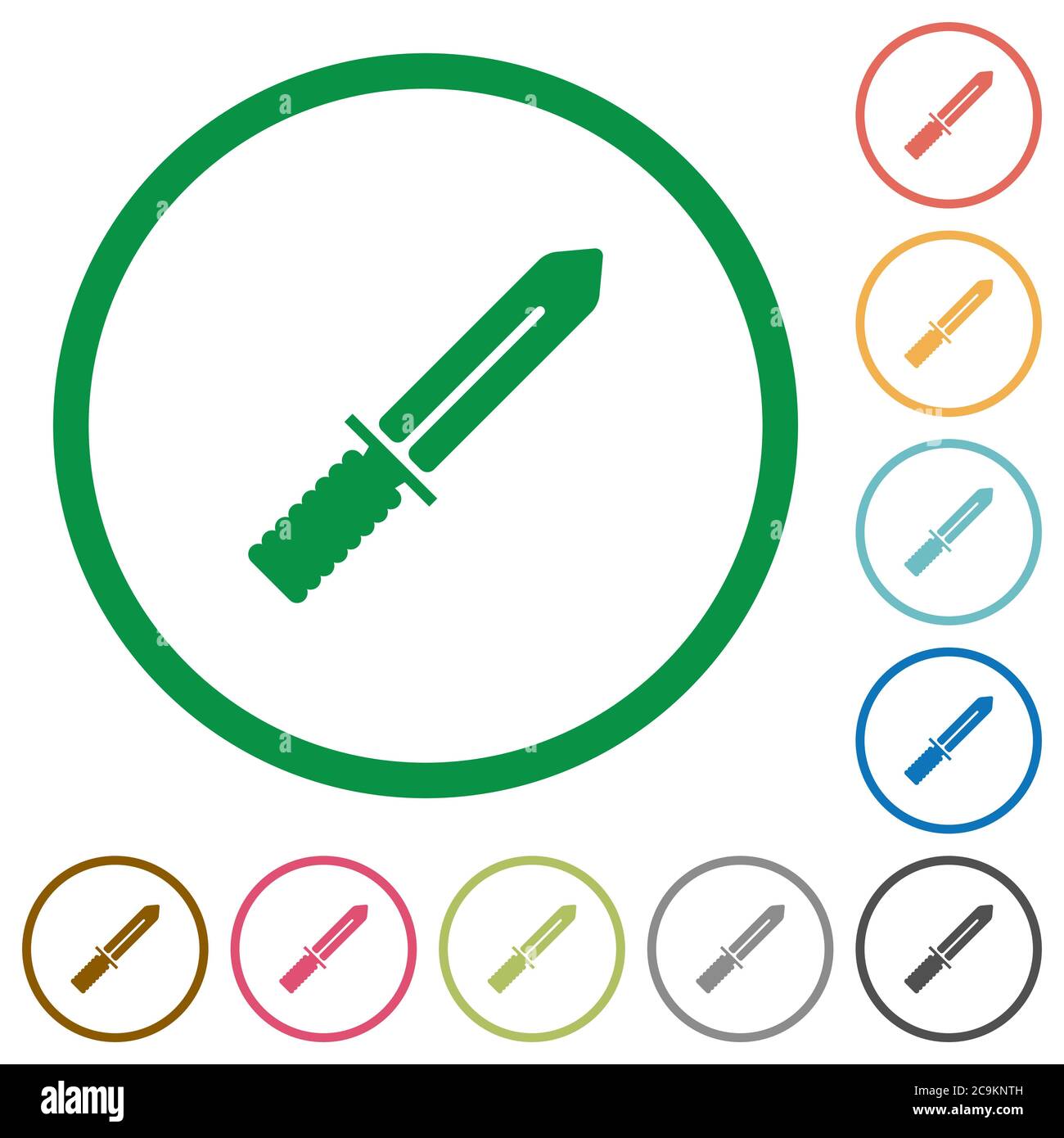 Knife flat color icons in round outlines on white background Stock ...