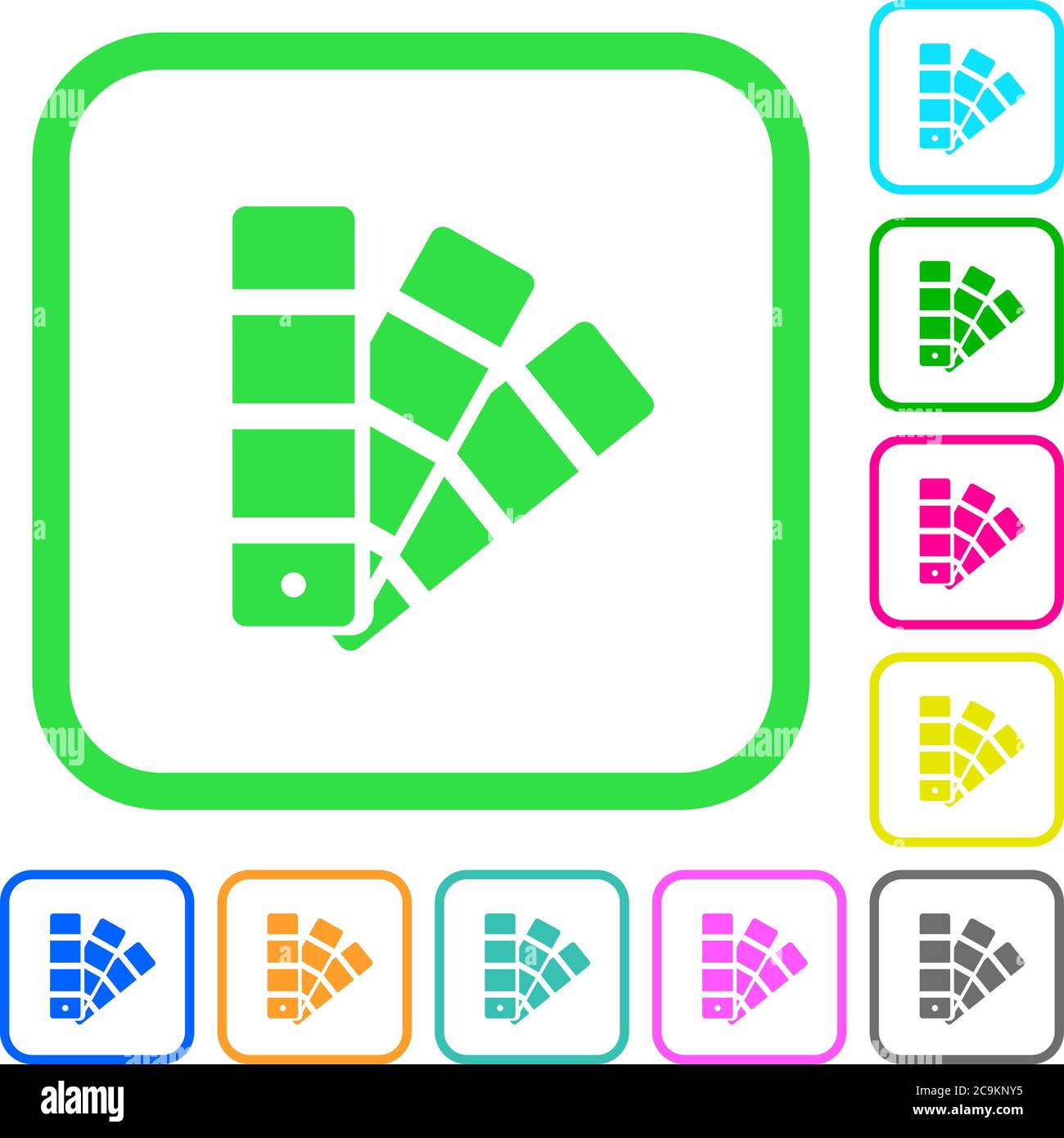 Color swatch vivid colored flat icons in curved borders on white ...