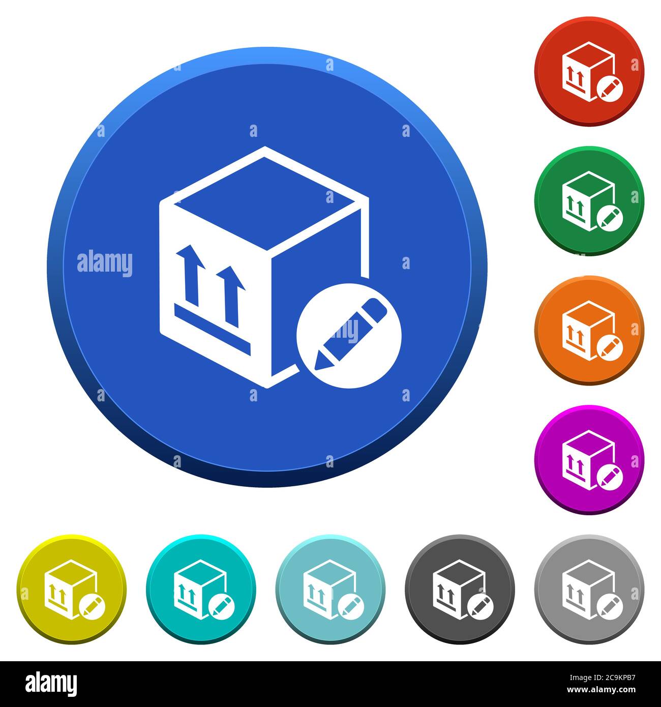 Package edit round color beveled buttons with smooth surfaces and flat ...