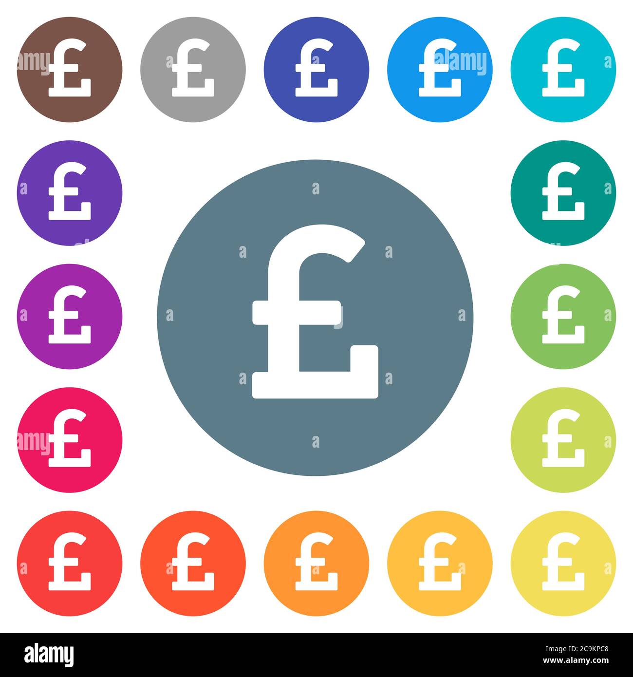 Pound sign flat white icons on round color backgrounds. 17 background ...