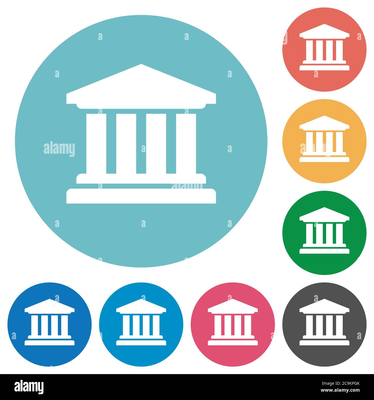 University flat white icons on round color backgrounds Stock Vector ...