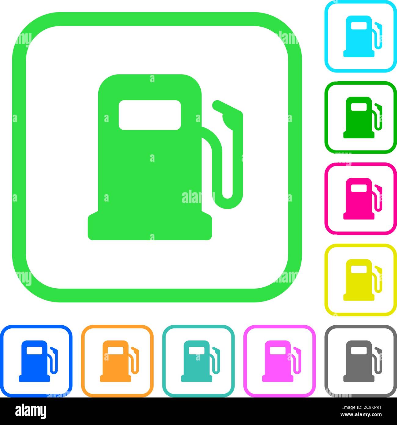 Gas station vivid colored flat icons in curved borders on white ...