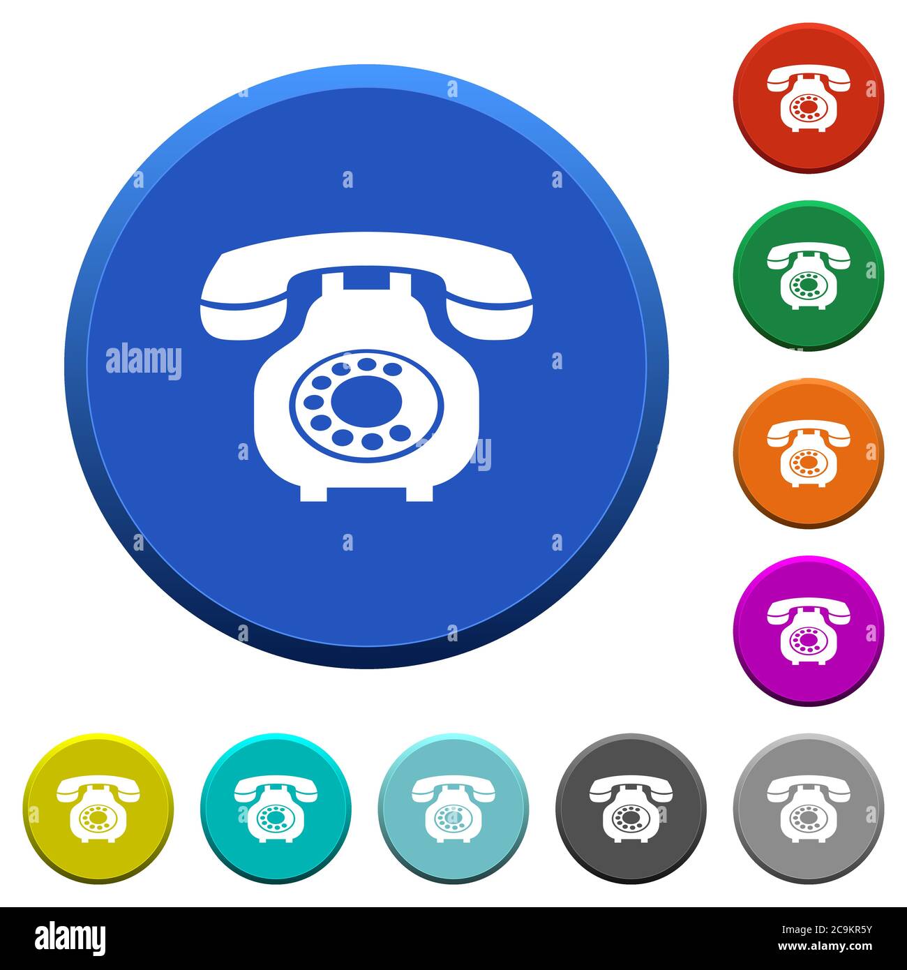 Vintage retro telephone round color beveled buttons with smooth ...