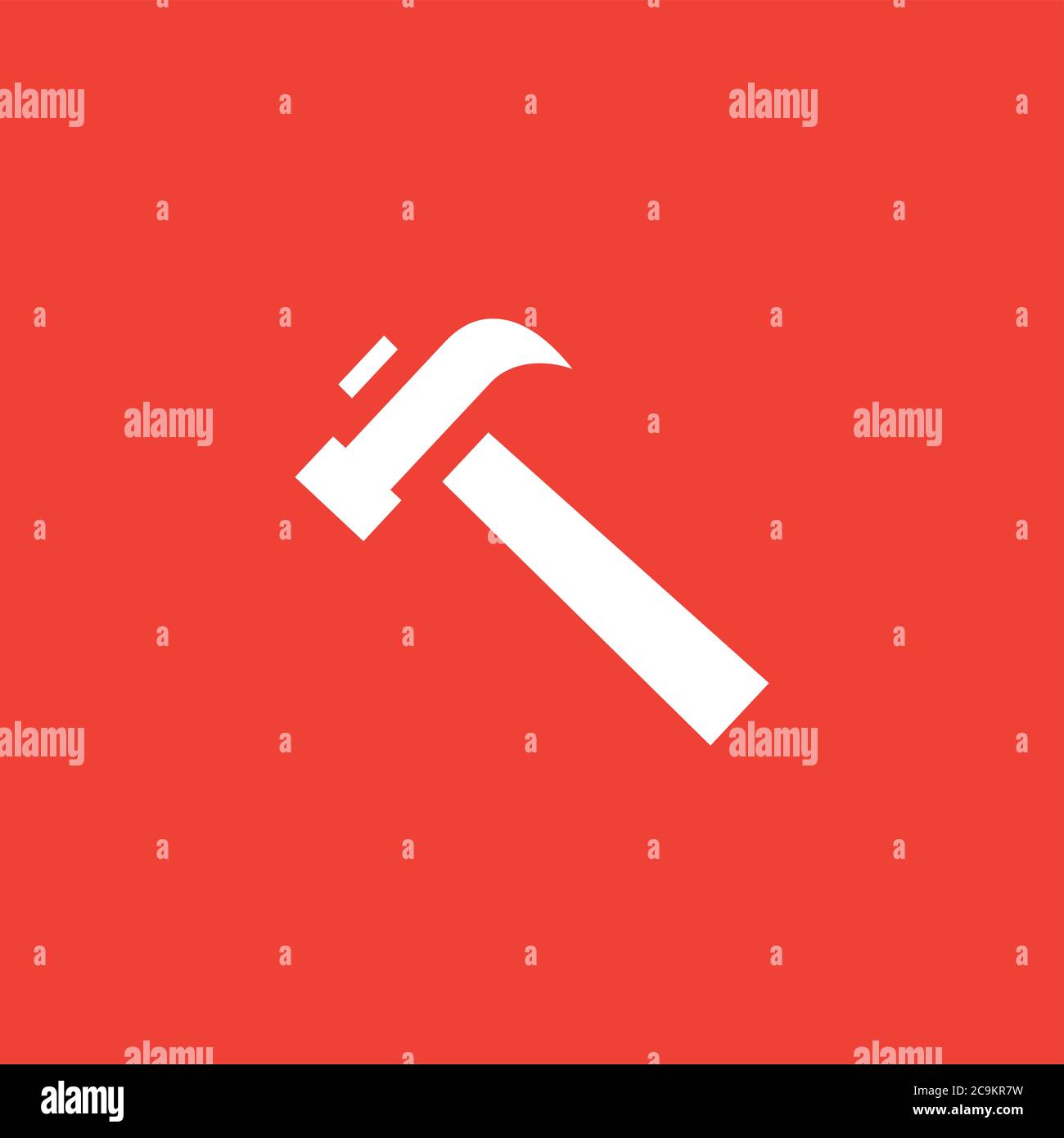 Hammer Red Icon On White Background. Red Flat Style Vector Illustration ...