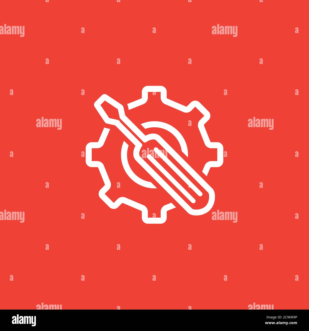 Service Tools Red Line Icon On White Background. Red Gear Wheel ...