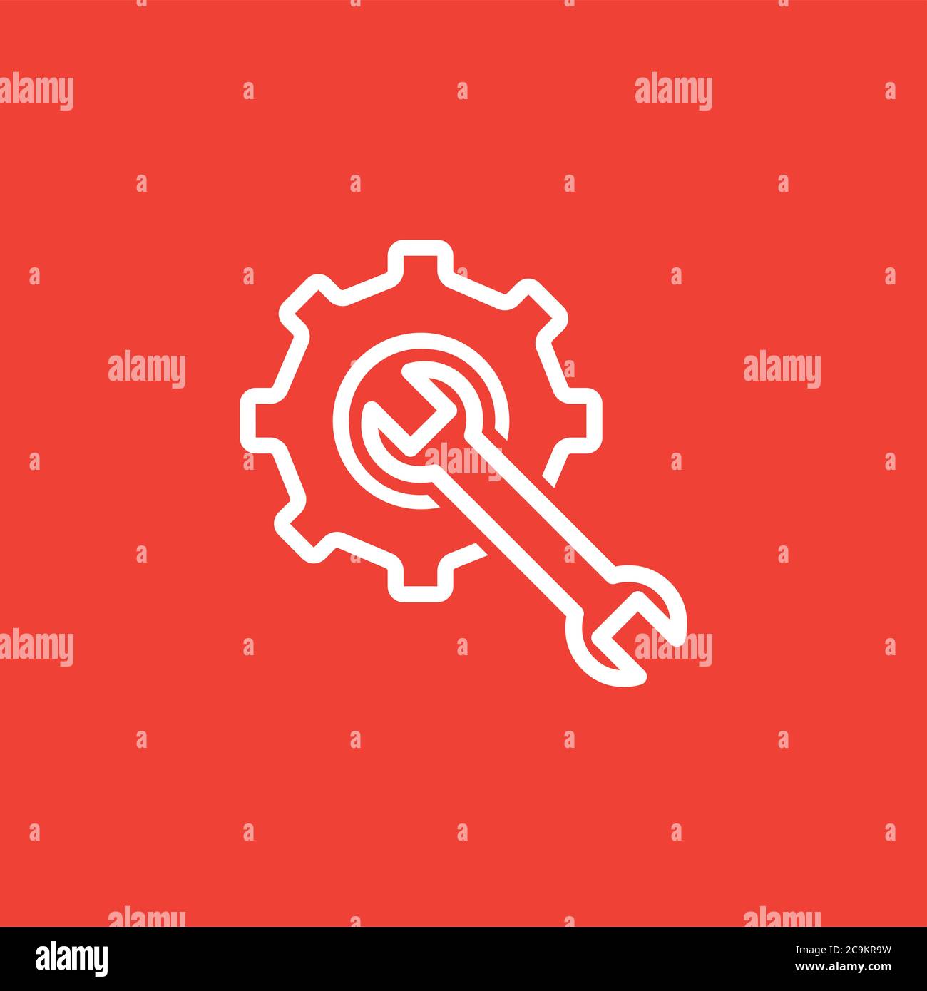 Service Tools Red Line Icon On White Background. Red Gear Wheel ...
