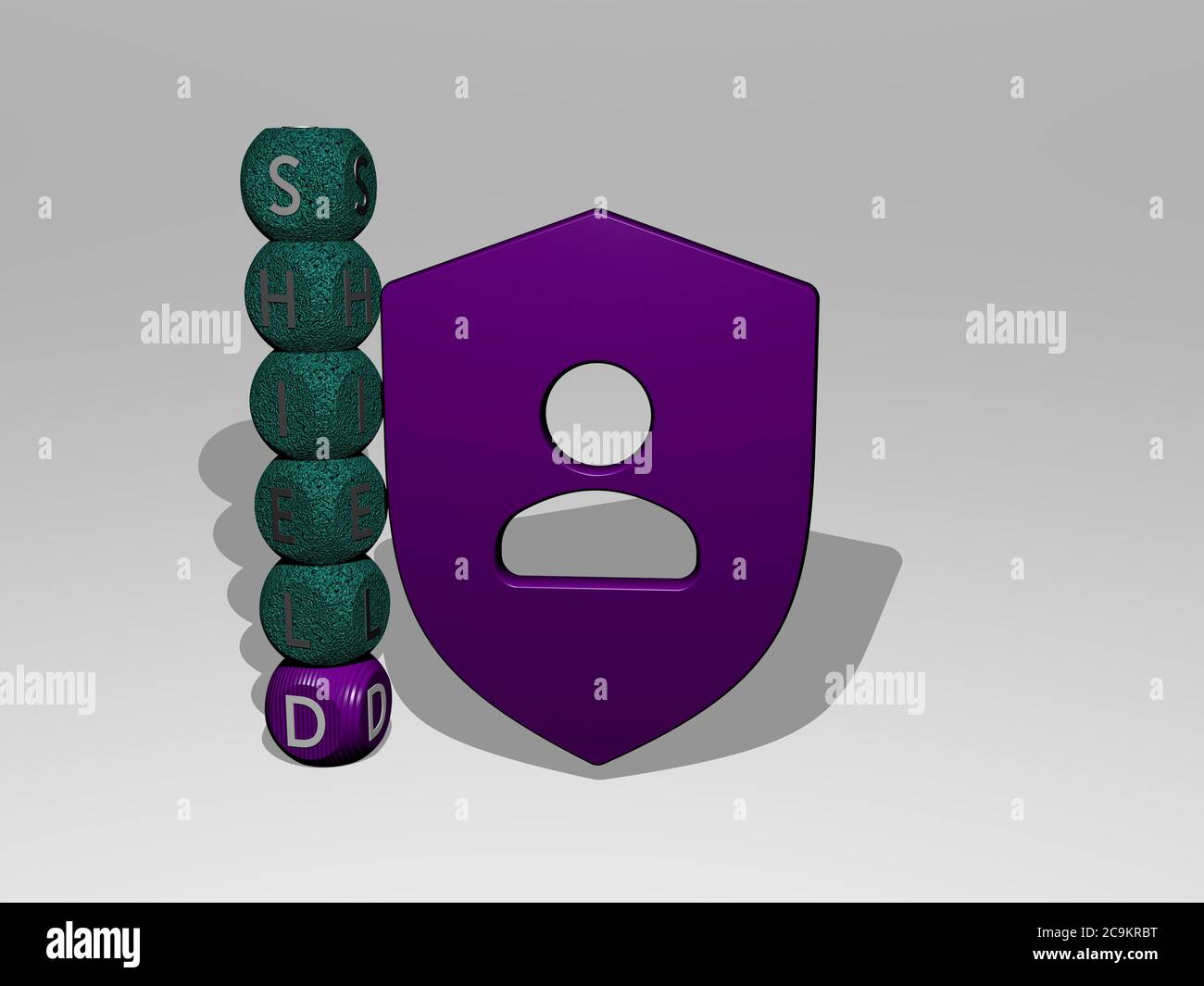 3D representation of SHIELD with icon on the wall and text arranged by ...