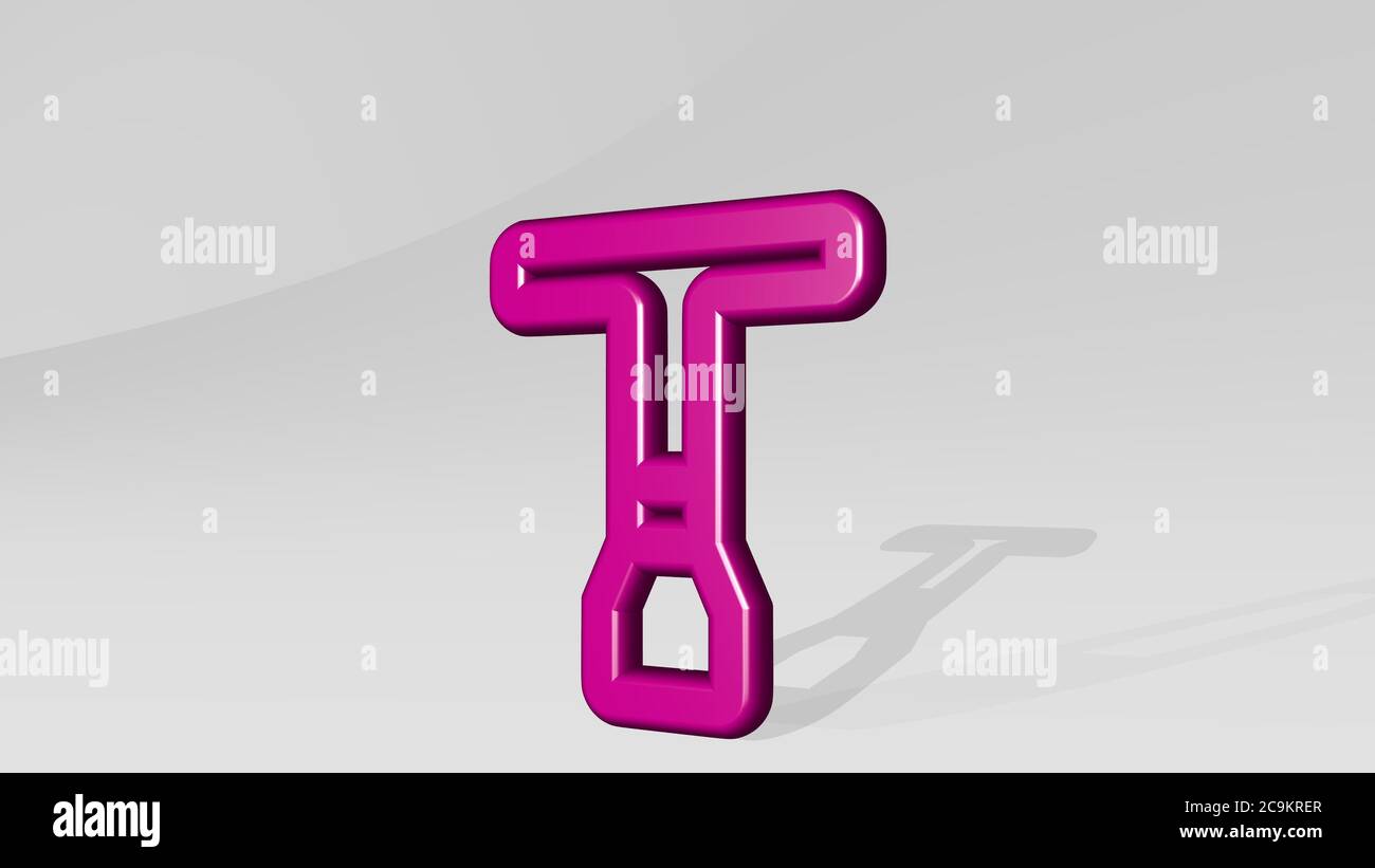 TOOLS GASKET stand with shadow. 3D illustration of metallic sculpture ...