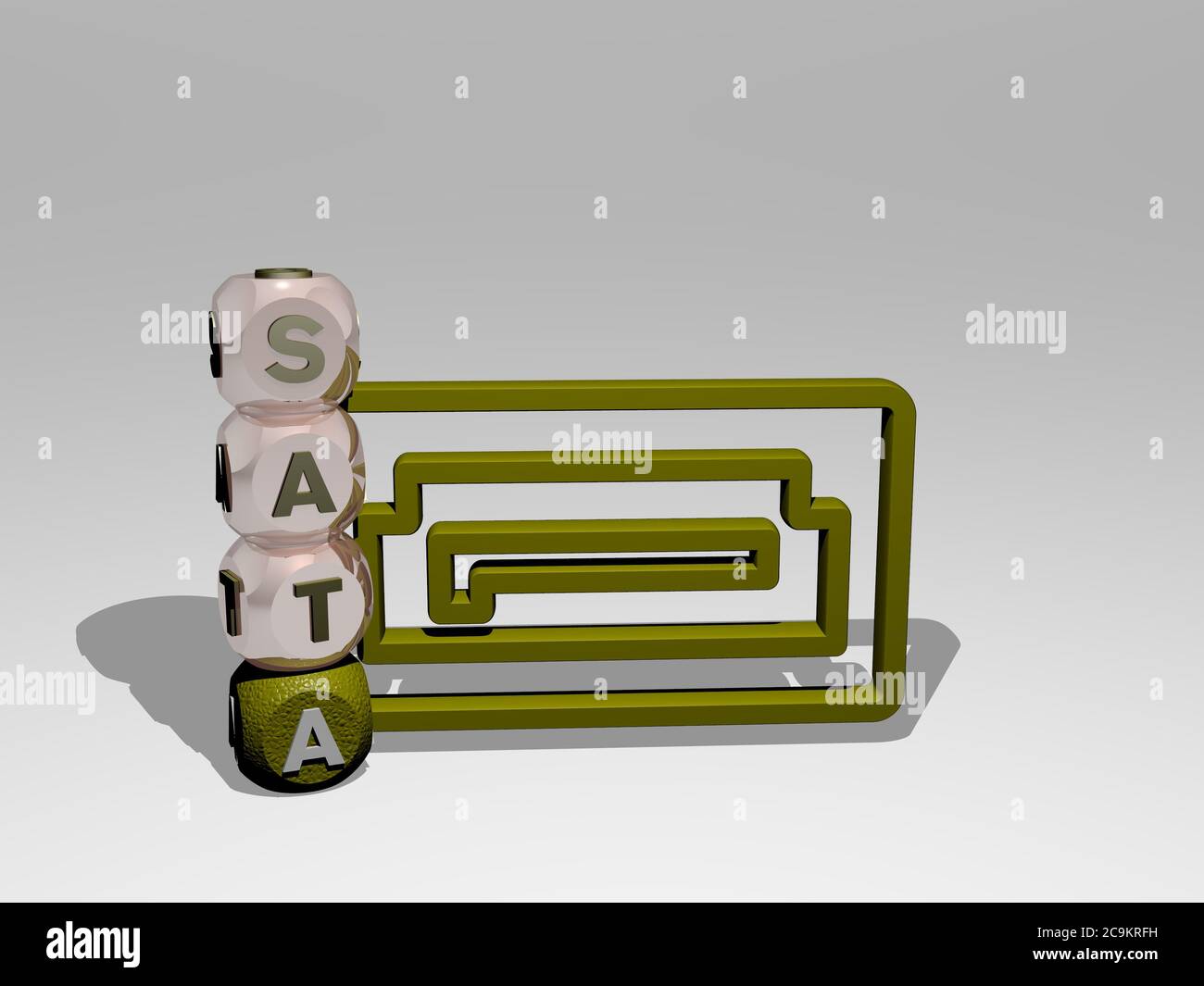 3D graphical image of SATA vertically along with text built around the ...