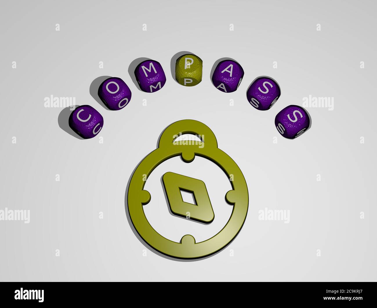 3D graphical image of compass vertically along with text built around ...