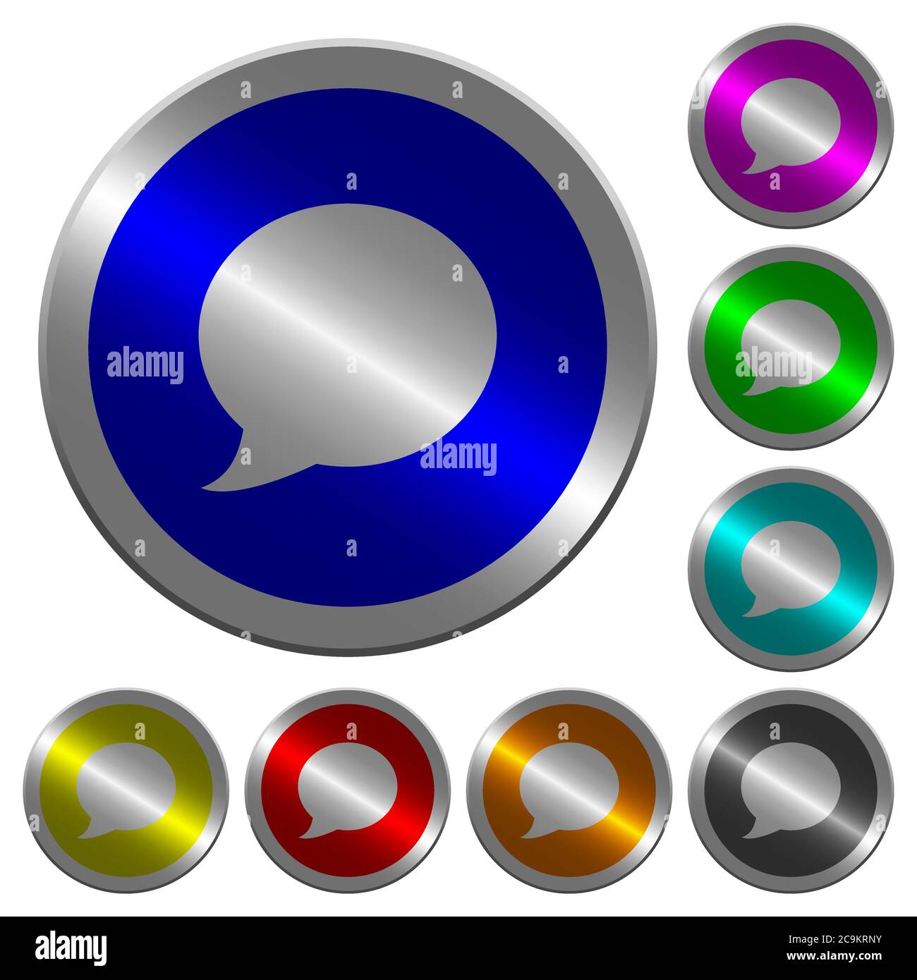 Blog comment bubble icons on round luminous coin-like color steel buttons Stock Vector Image ...