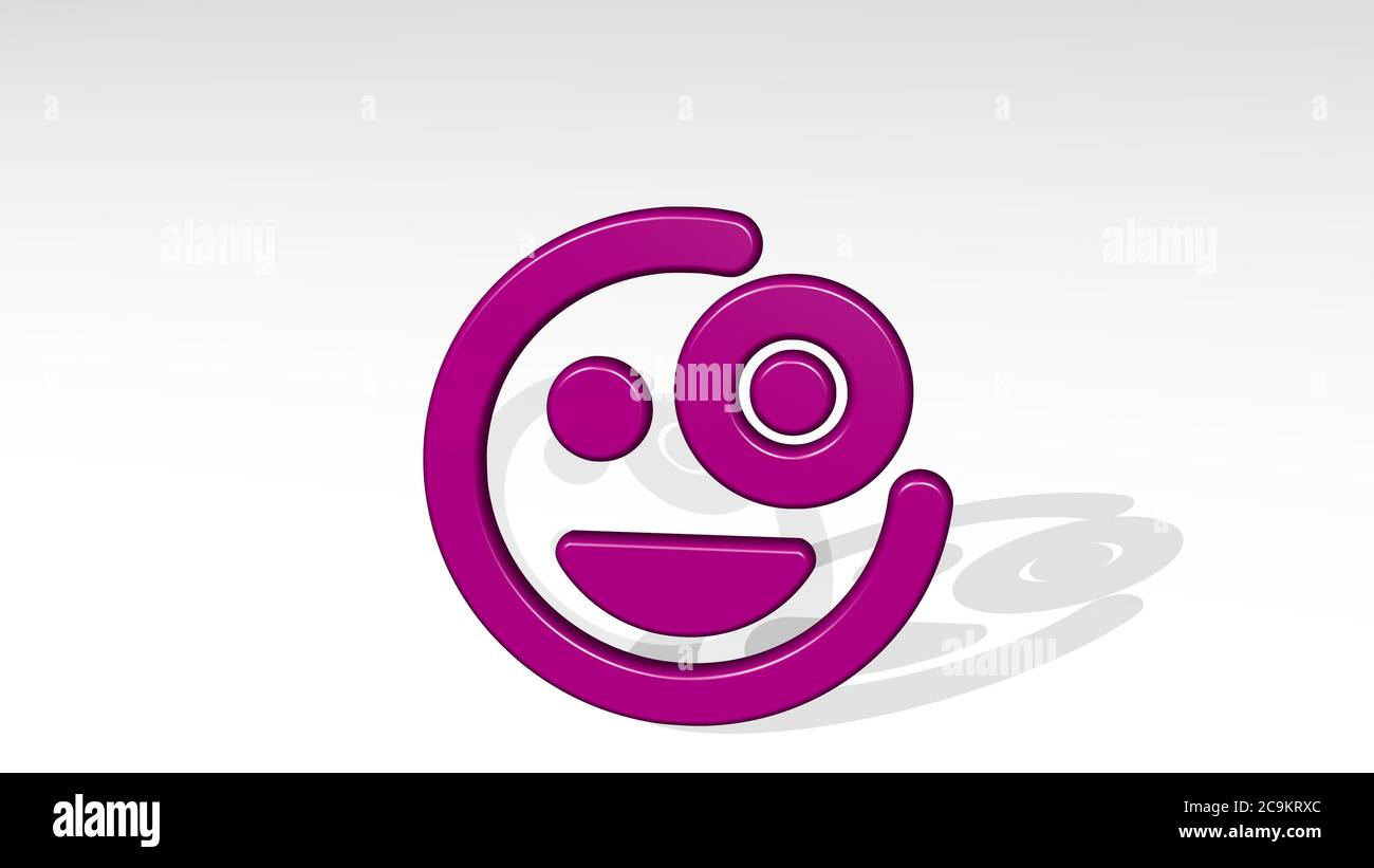 smiley one eye smile alternate made by 3D illustration of a shiny ...