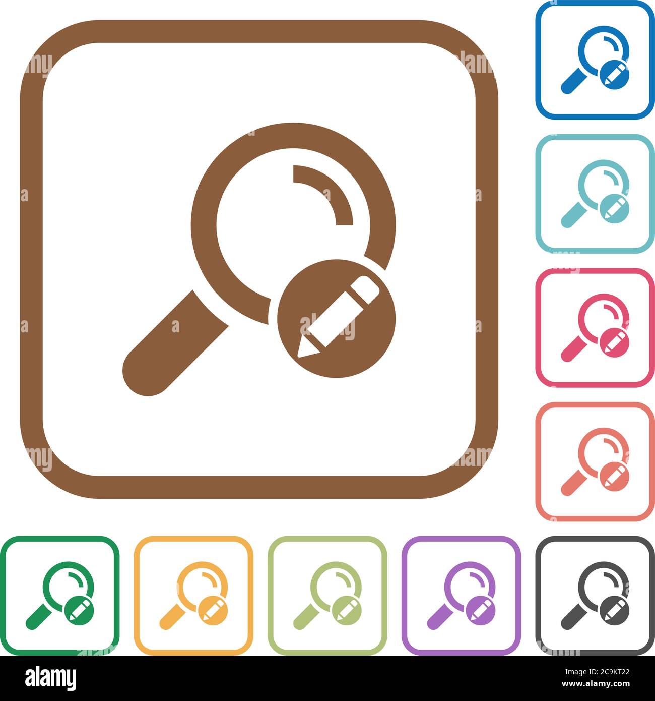 Edit search terms simple icons in color rounded square frames on white ...