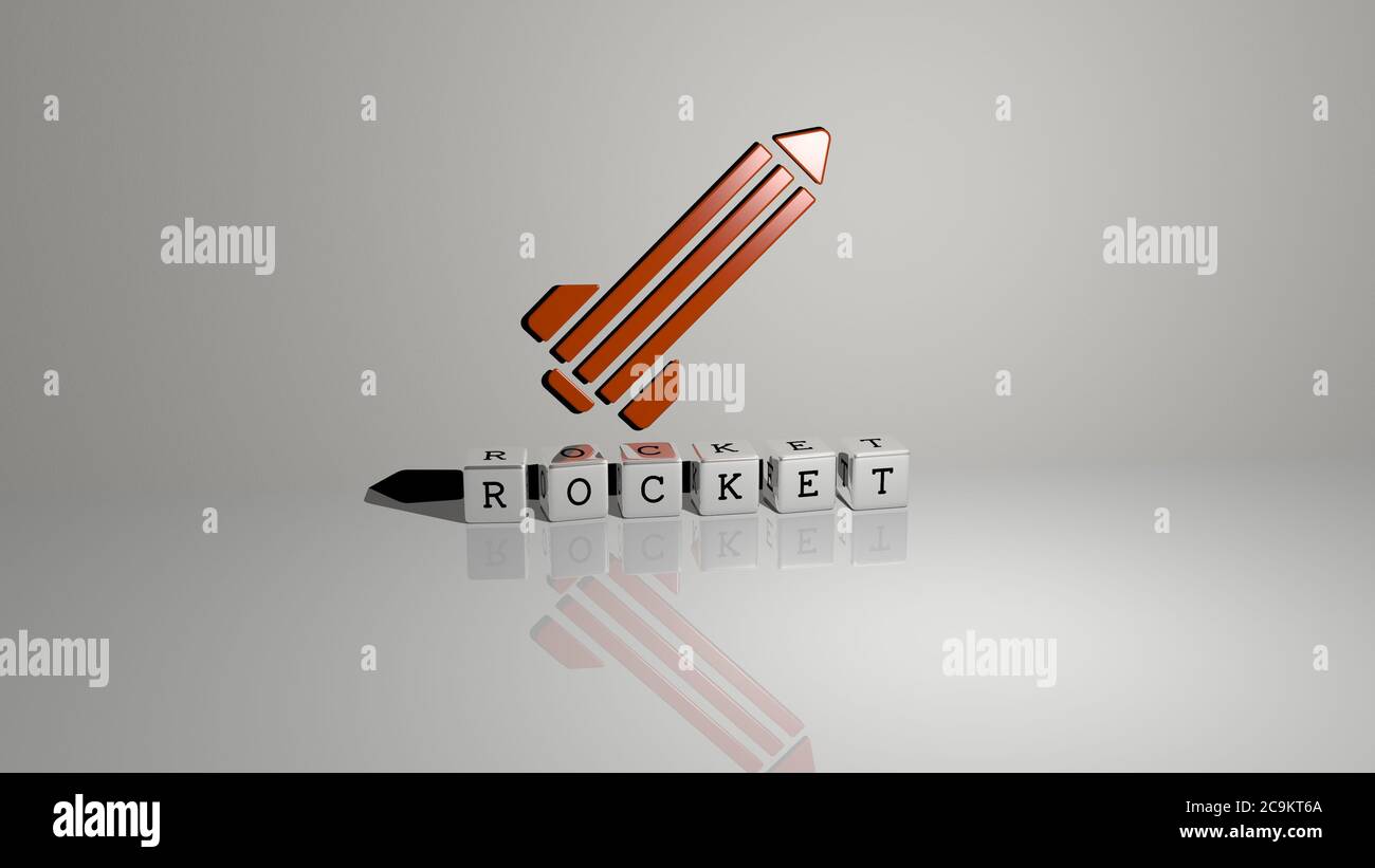 3D graphical image of ROCKET vertically along with text built by ...
