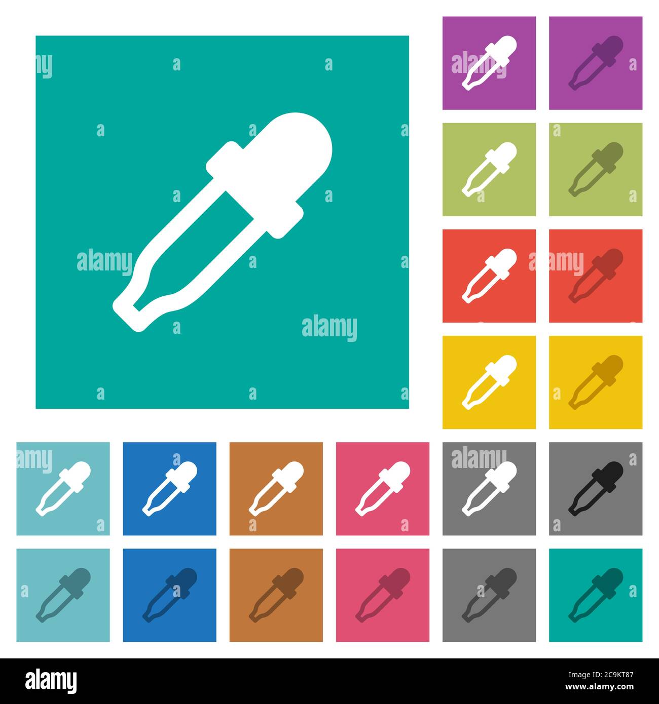 Color picker multi colored flat icons on plain square backgrounds ...