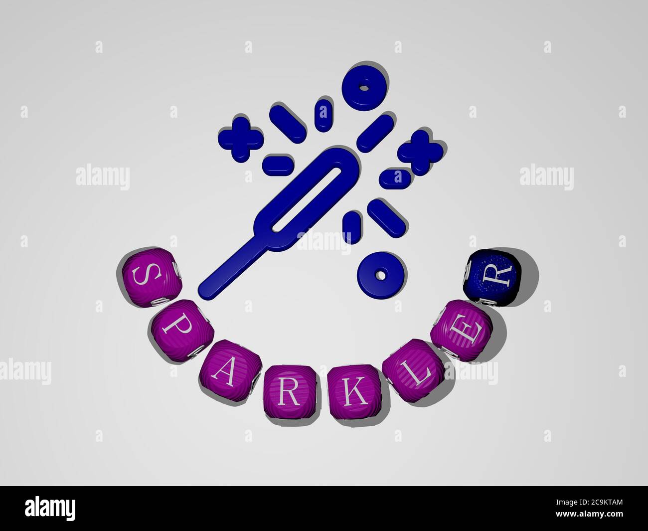 3D representation of SPARKLER with icon on the wall and text arranged ...