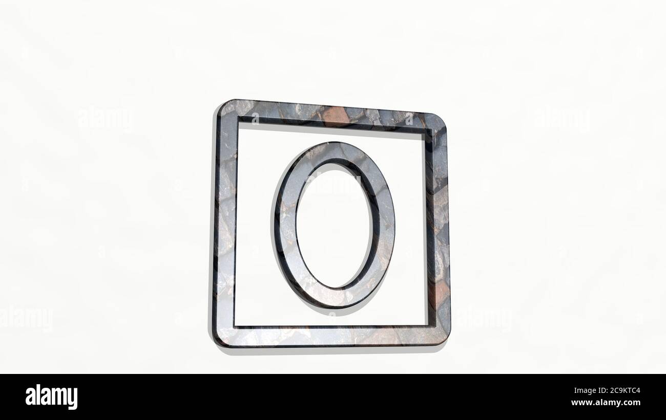 MASK OVAL on the wall. 3D illustration of metallic sculpture over a ...