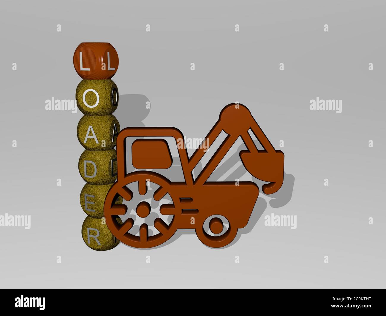3D graphical image of LOADER vertically along with text built around ...