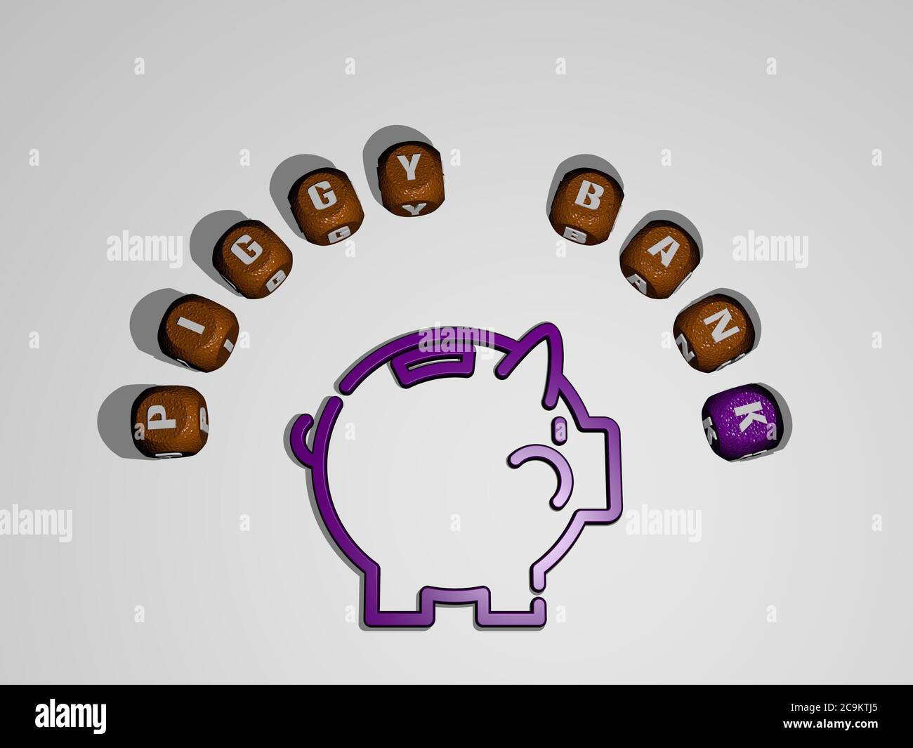 3D graphical image of PIGGY BANK vertically along with text built ...