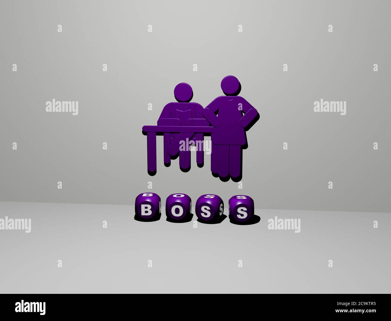 3D graphical image of BOSS vertically along with text built by metallic ...