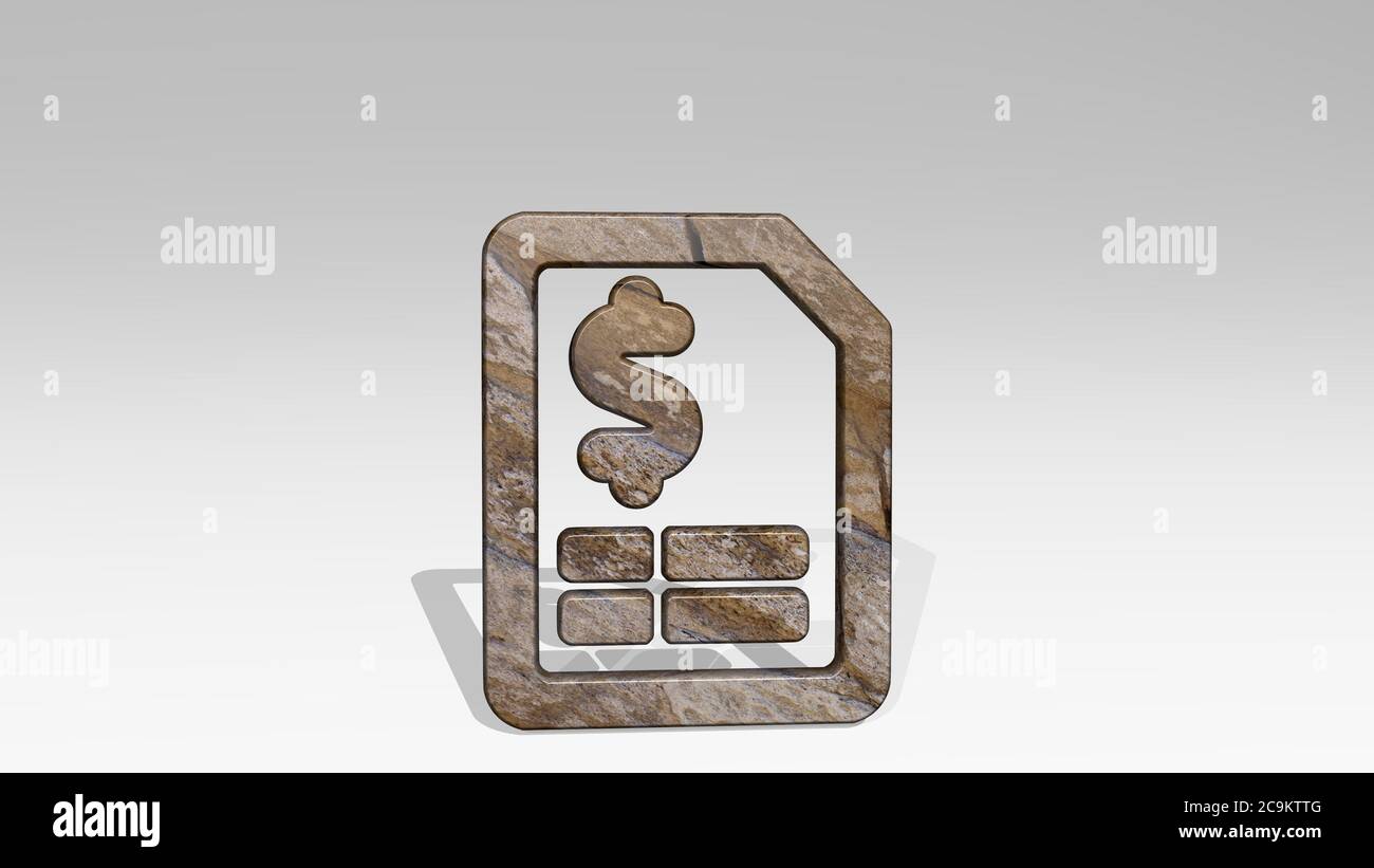 accounting invoice casting shadow from a perspective. A thick sculpture ...