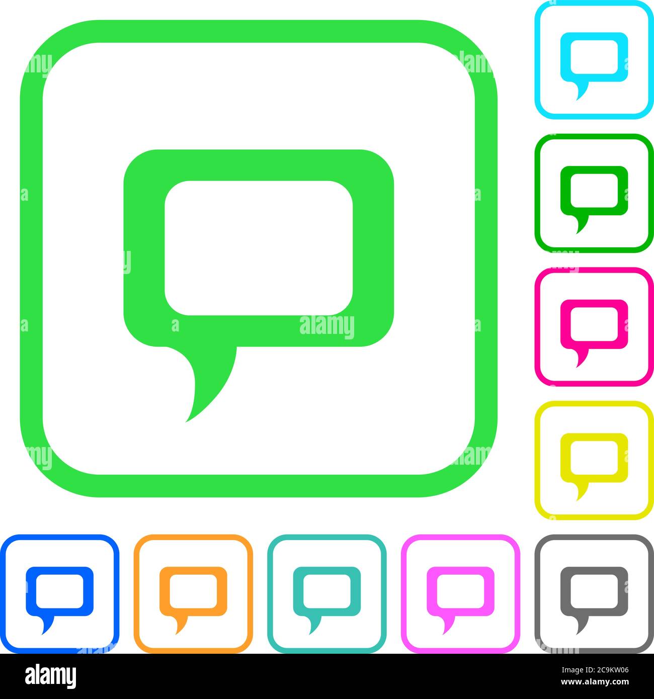 Empty comment bubble vivid colored flat icons in curved borders on white background Stock Vector ...