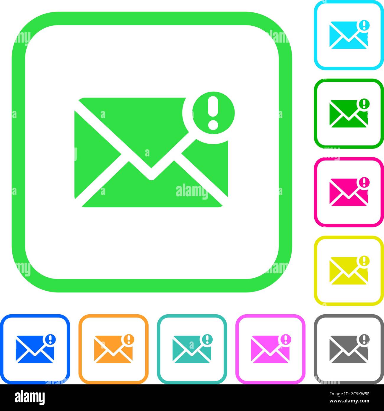 Important message vivid colored flat icons in curved borders on white ...