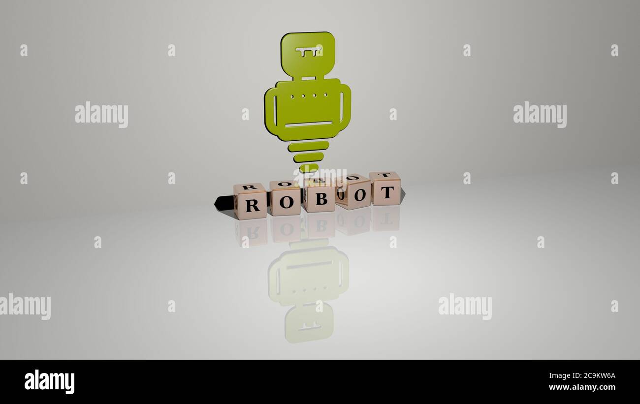 3D graphical image of robot vertically along with text built by ...