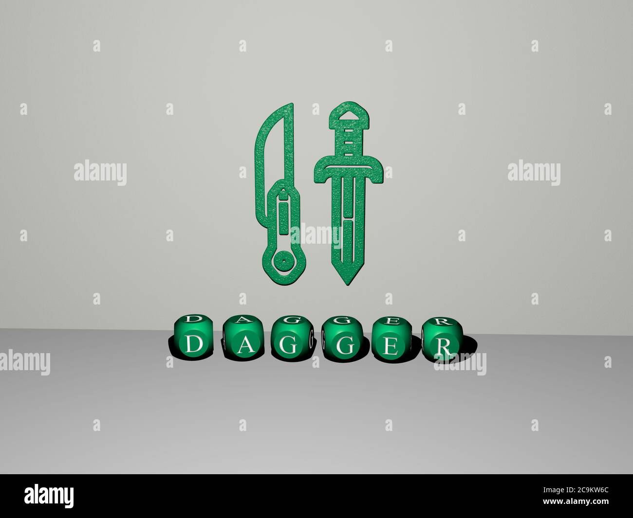 3D representation of DAGGER with icon on the wall and text arranged by ...