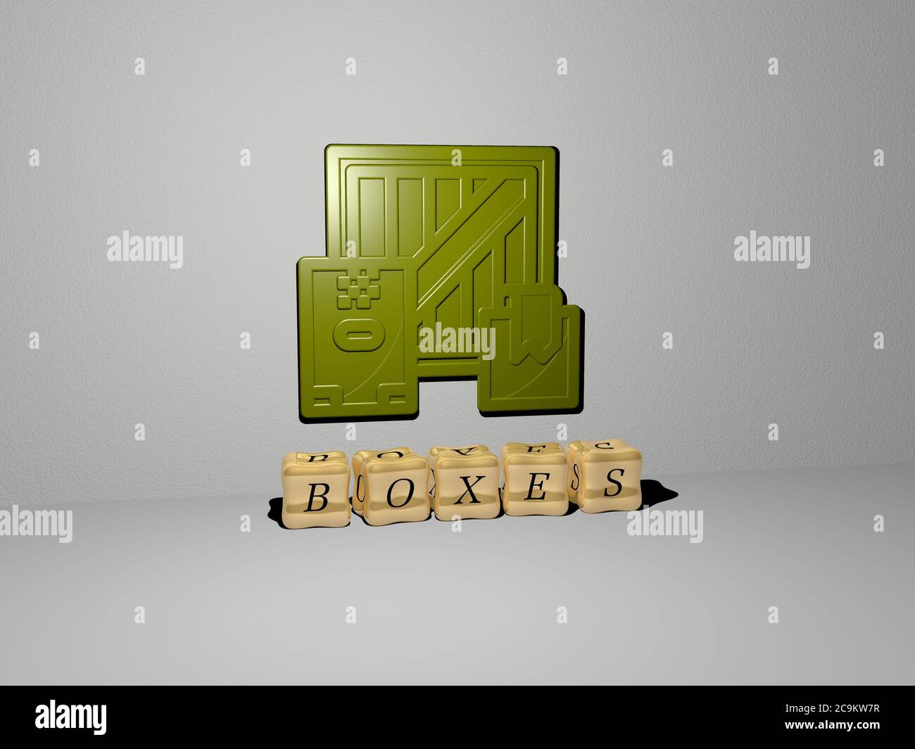3D graphical image of boxes vertically along with text built by ...