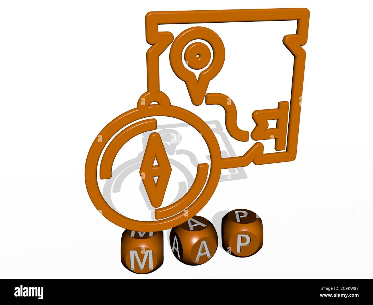 3D graphical image of MAP vertically along with text built by metallic ...