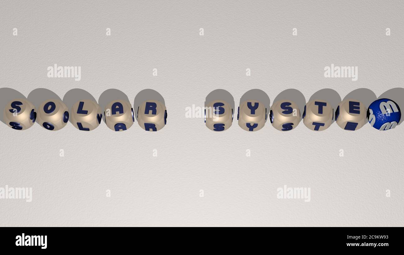 combination of Solar system built by cubic letters from the top ...