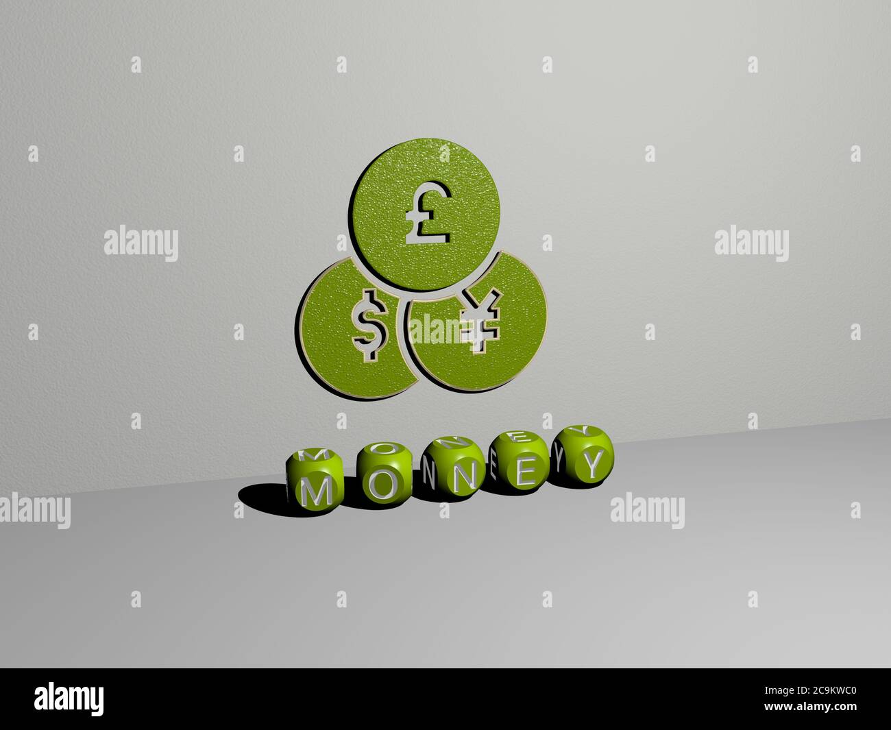 3D graphical image of money vertically along with text built by ...