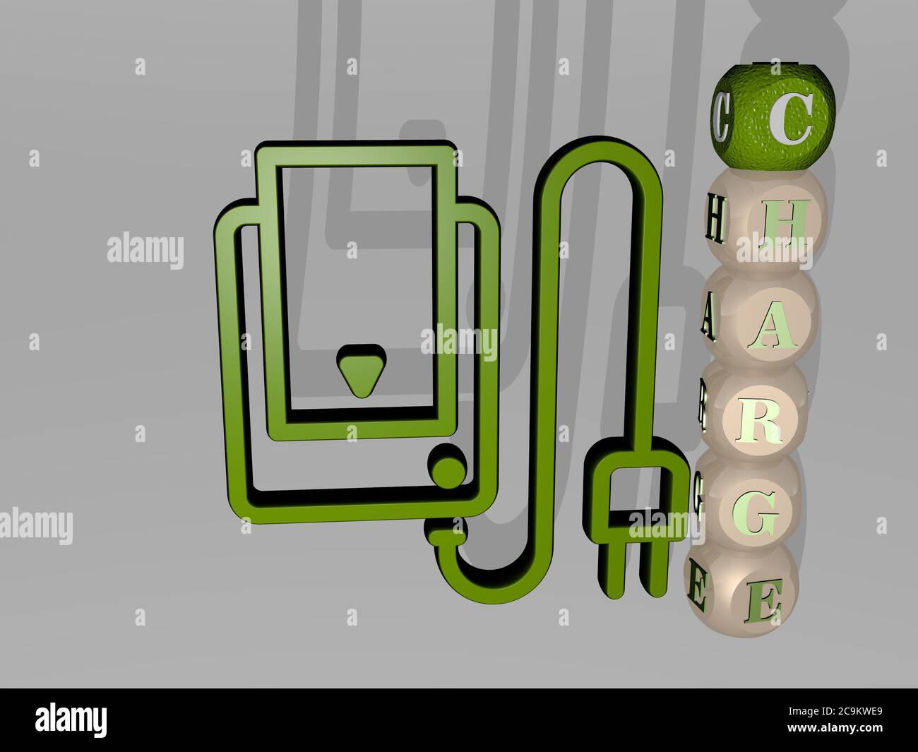 3D illustration of charge graphics and text around the icon made by ...