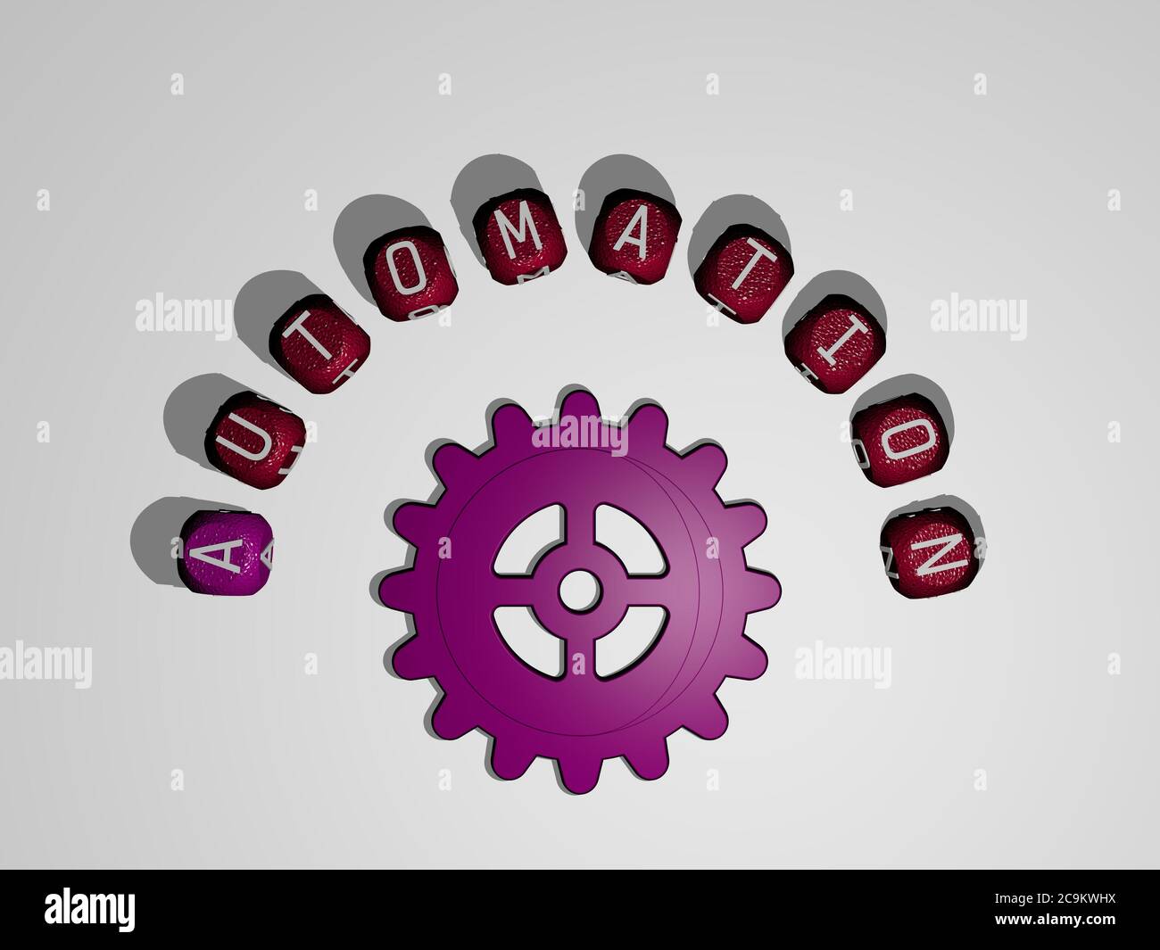 3D representation of automation with icon on the wall and text arranged ...
